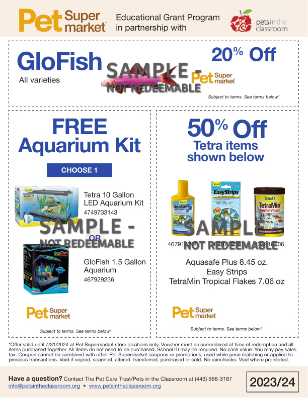 Pet Supermarket Grant Coupon Samples | Education Grants